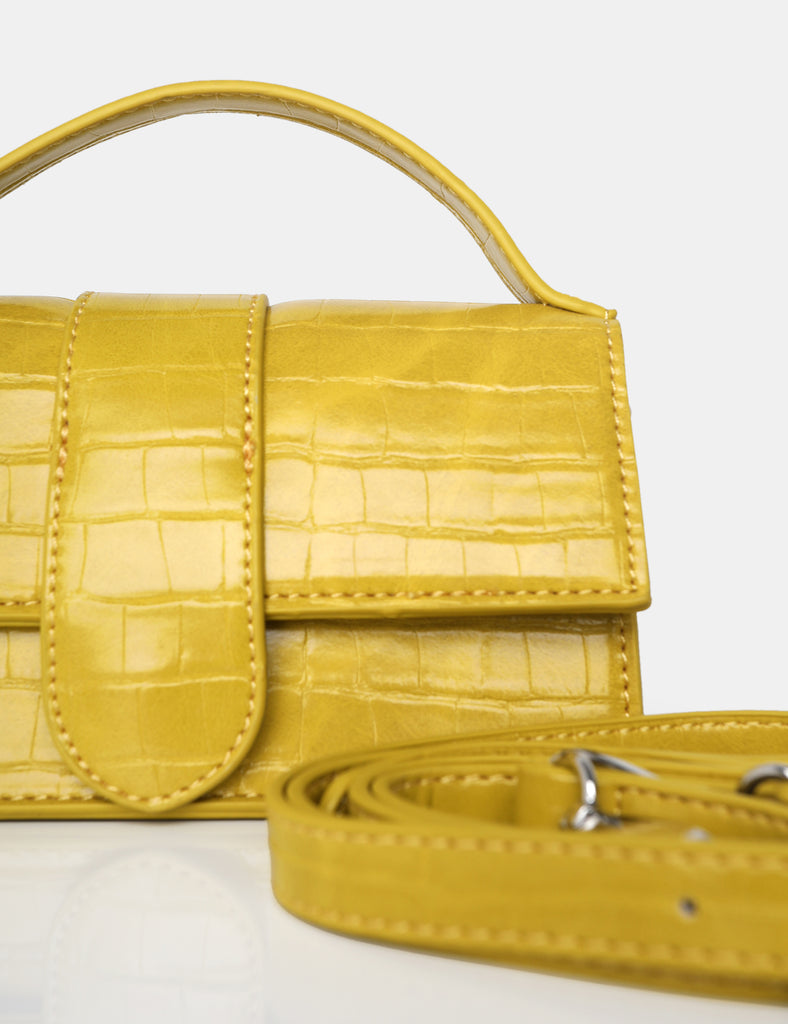 The Mika Lime Matte Croc Pu Mini Bag | Public Desire