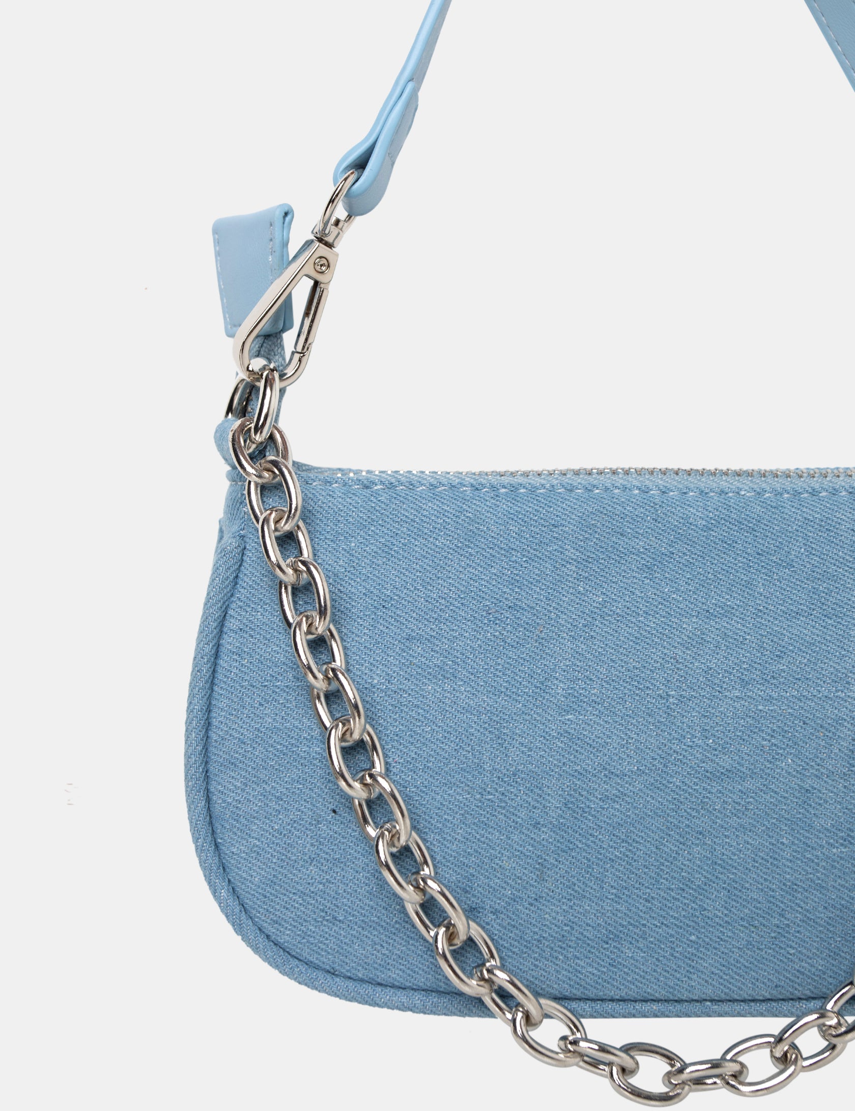 The Leia Light Blue Denim Shoulder Chained Bag | Public Desire