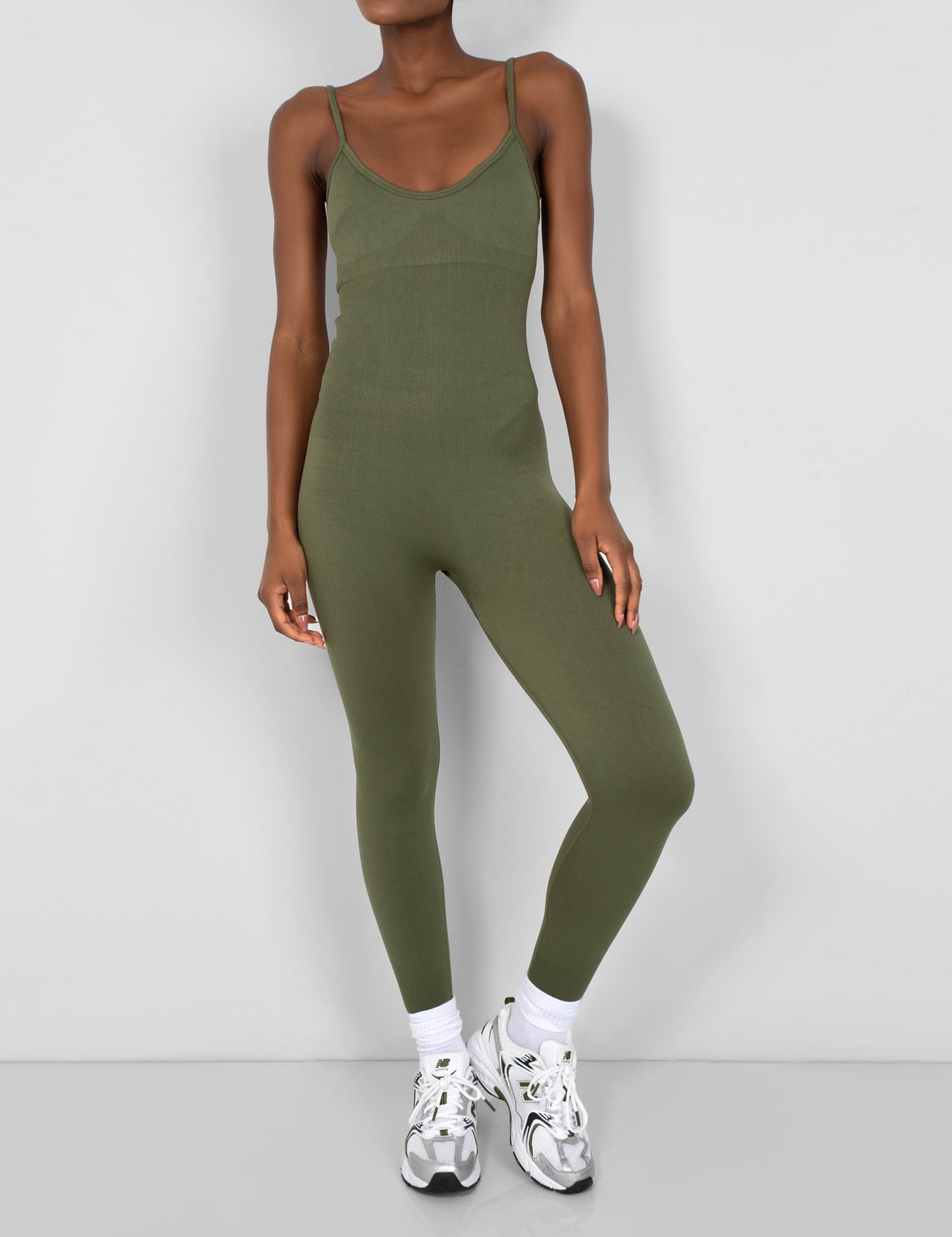 Seamless Unitard Jumpsuit Khaki | Public Desire