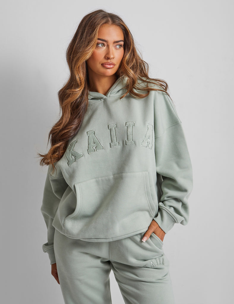 Kaiia Wide Leg Sweat Pants in Sage Green | Public Desire