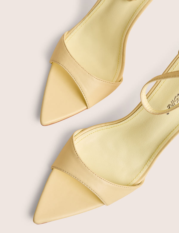 Kelisa Lemon Pu Pointed Toe Barely There Stiletto High Heels | Public ...