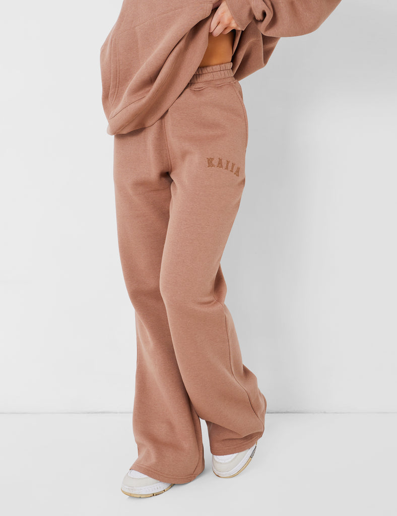 Kaiia Wide Leg Sweat Pants in Caramel | Public Desire