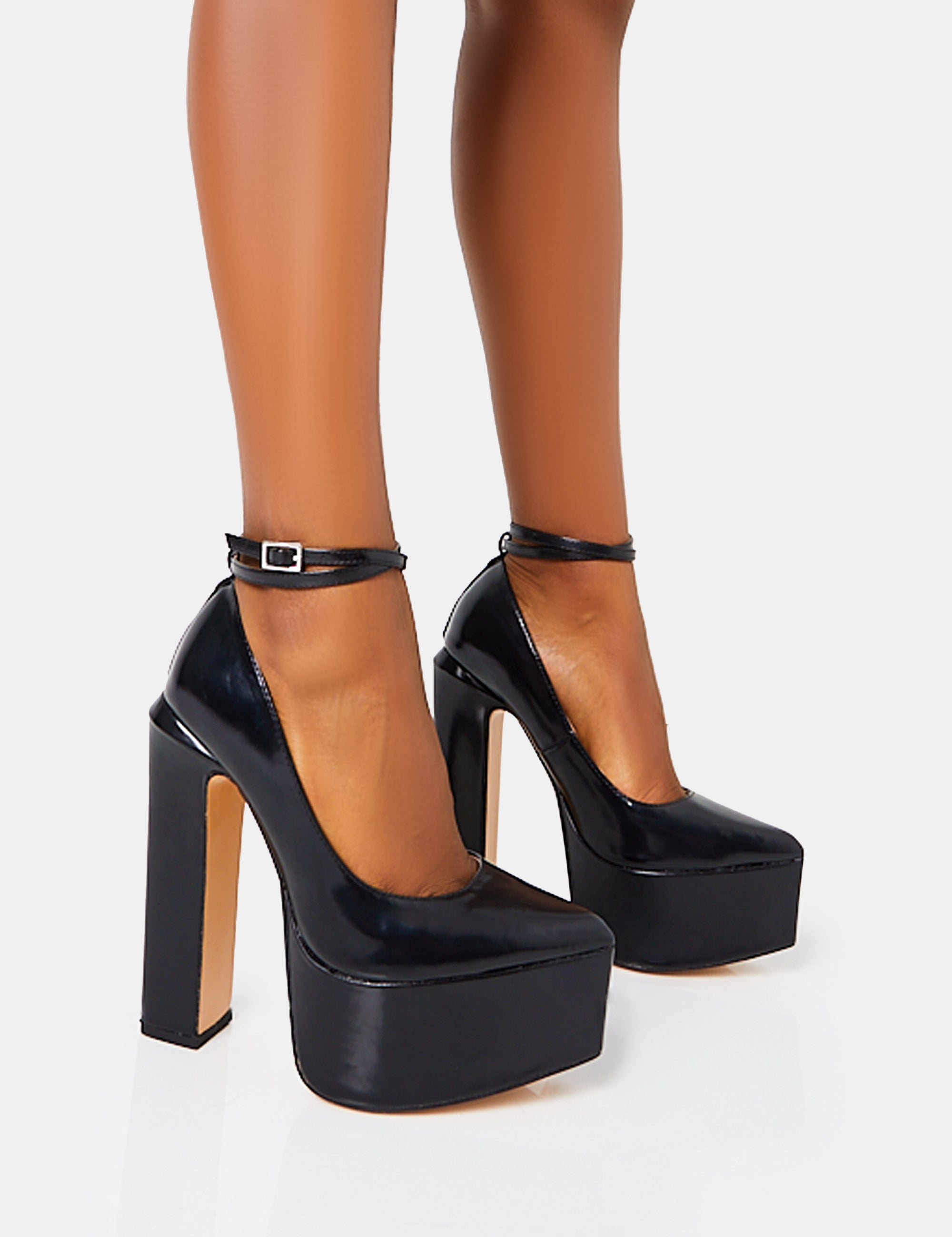 Jett Black Extreme Platform Wrap Around the Ankle Pointed Toe Block ...