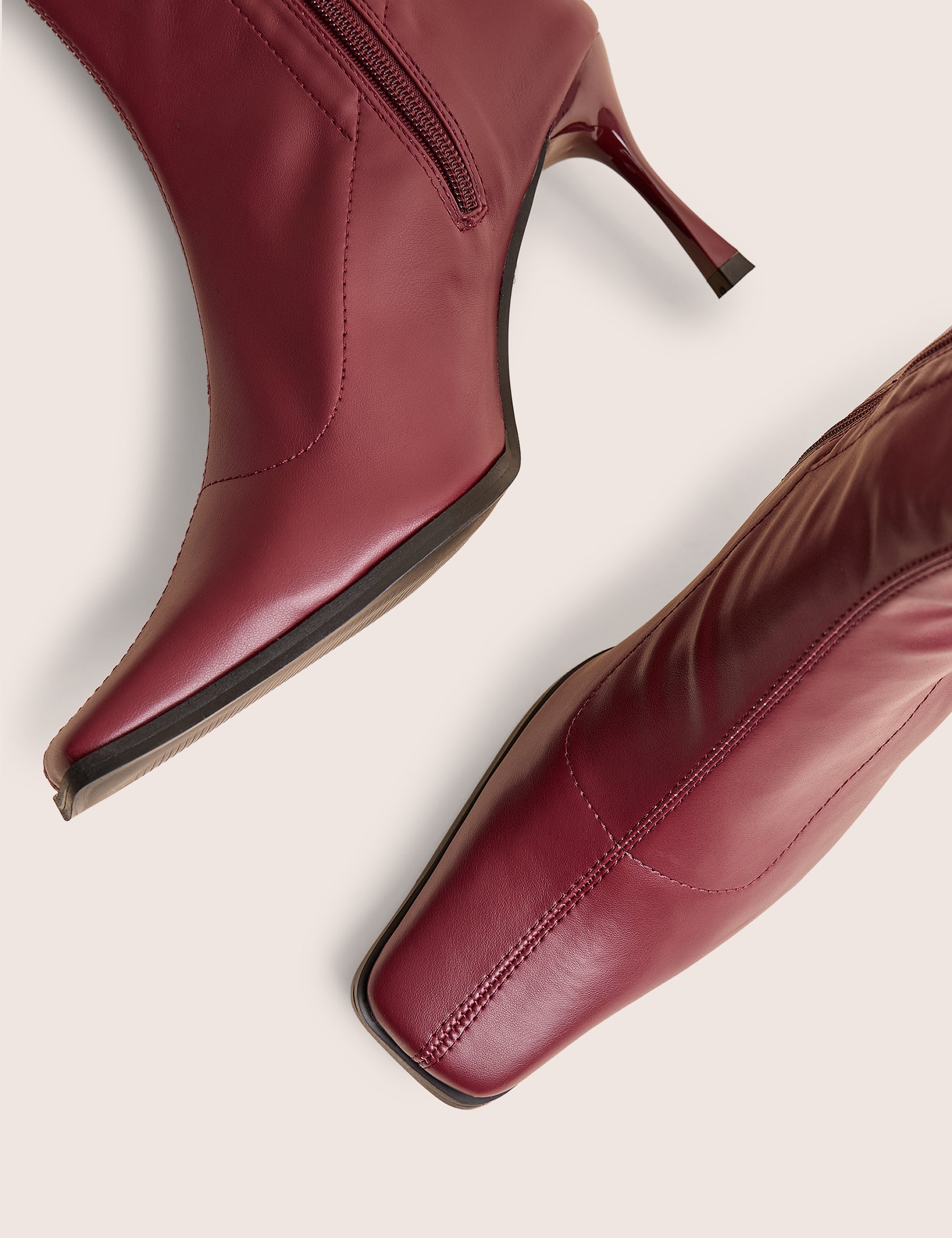 Scorpion Cracked Burgundy Mid Heel Sock Knee High Boots | Public Desire
