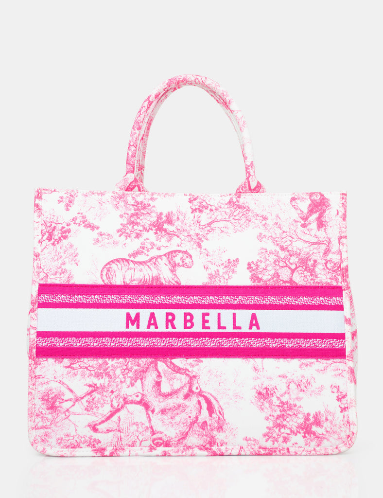The Marbella Hot Pink Oversized Canvas Tote Bag | Public Desire