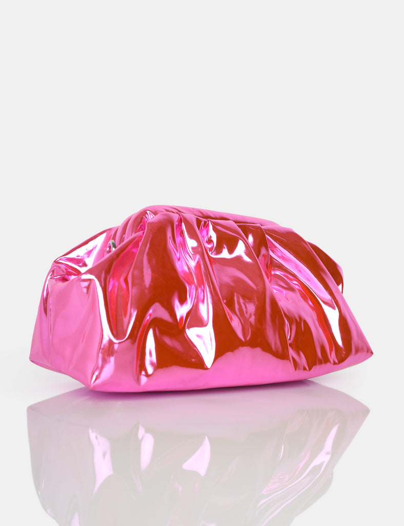 The Project Pink Iridescent Metallic Clutch Bag | Public Desire