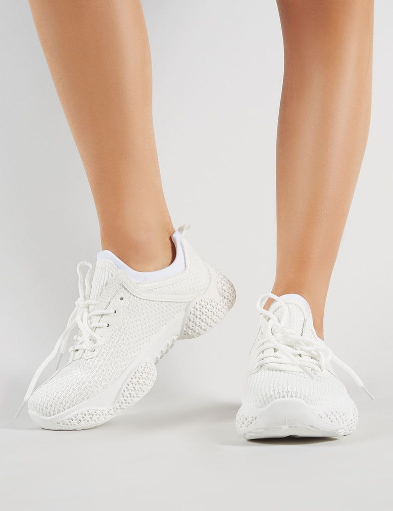 Blur Chunky Mesh Trainers in White | Public Desire