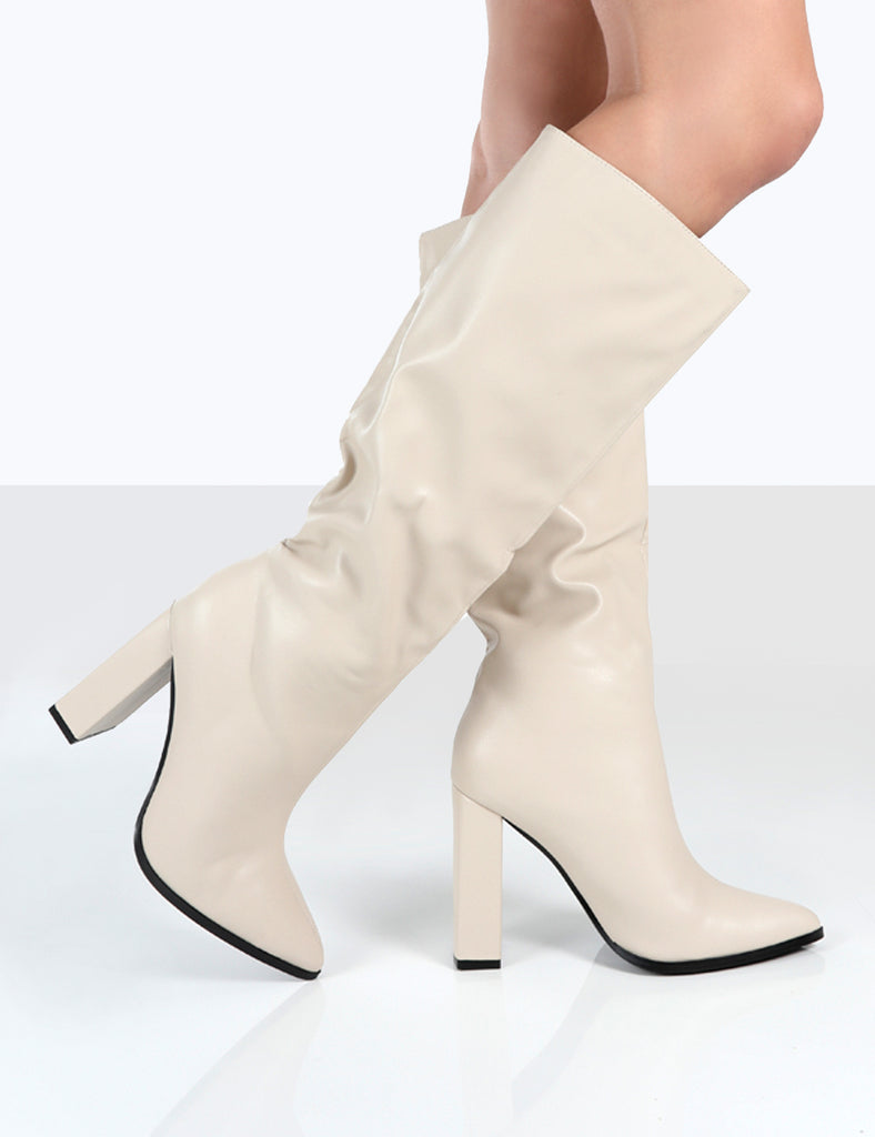 Posie Stone Pu Knee High Boots | Public Desire