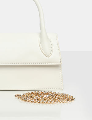The Hailey White PU One Handle Mini Bag | Public Desire