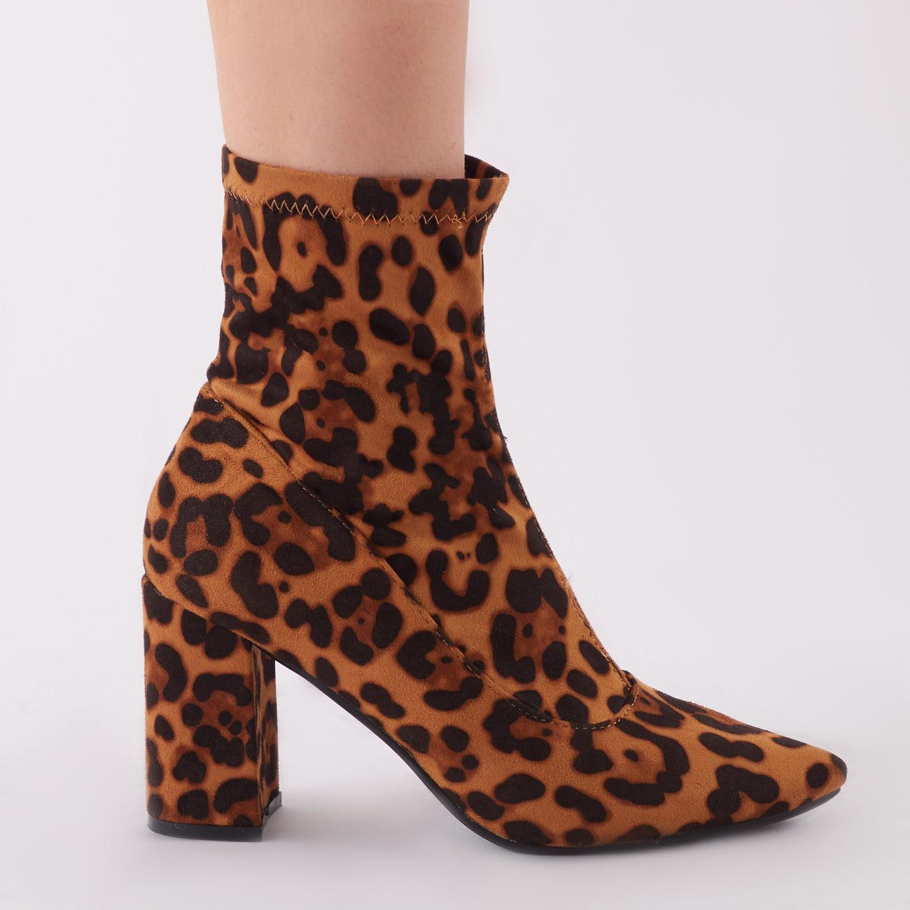 Perri Sock Fit Ankle Boots in Leopard Print | Public Desire