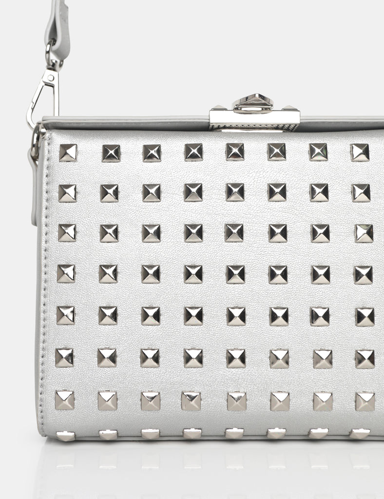 The Jose Silver PU Metal Studded Bag | Public Desire